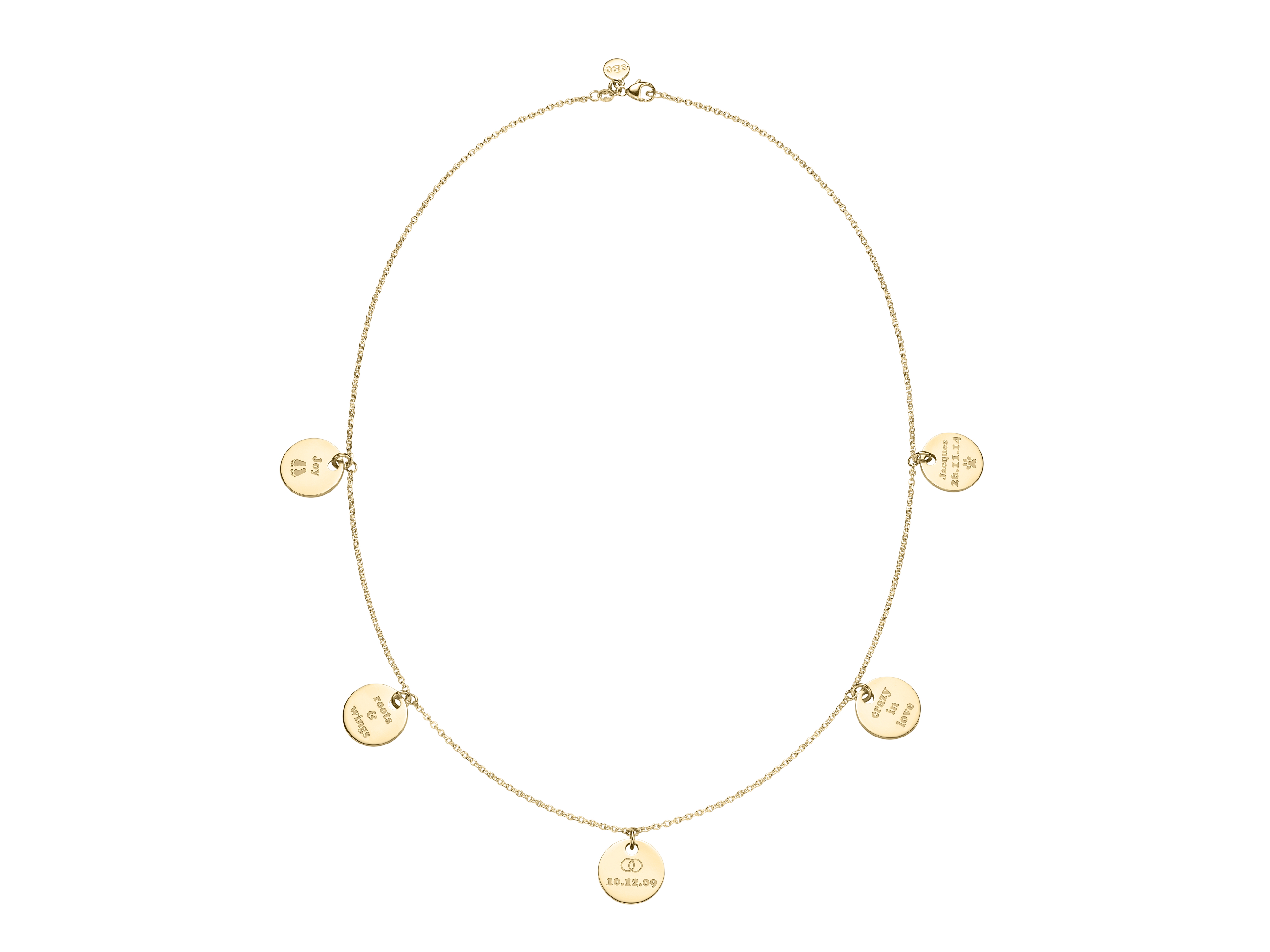 delicate family necklace 18 karat gold s c
